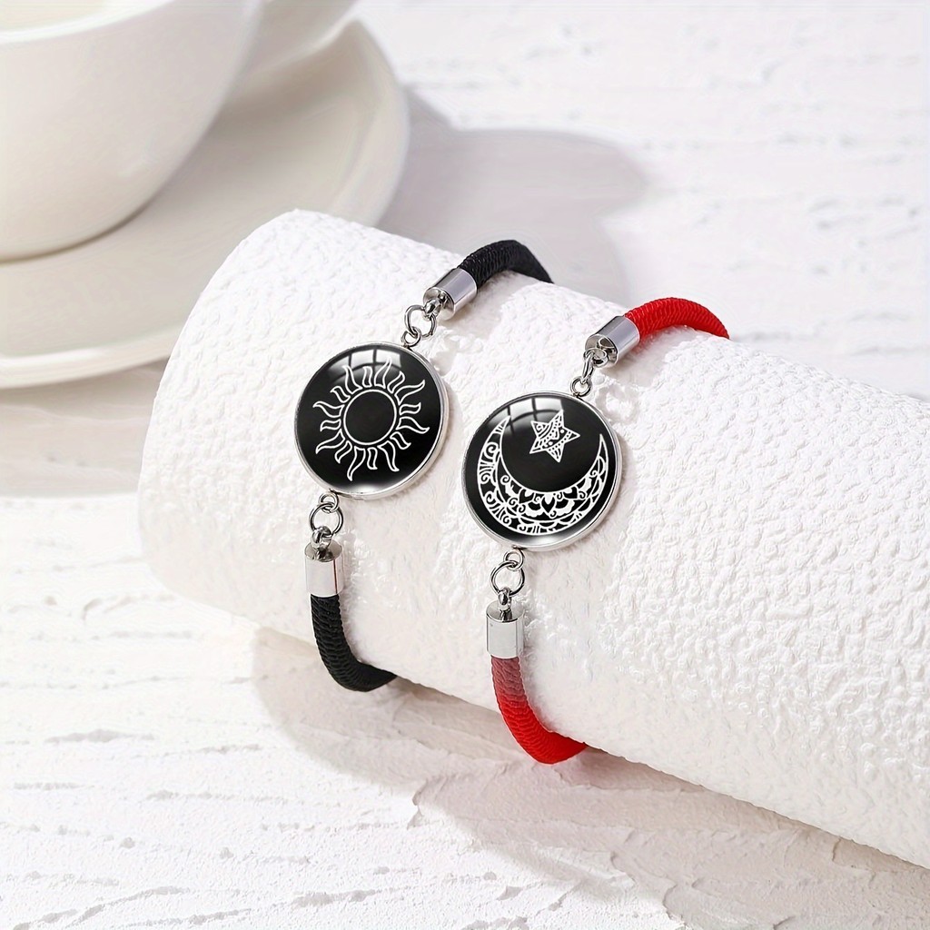 2pcs Sol Luminoso E Lua Casal Pulseira Namorado Namorado Jóias Dia Dos Namorados Ou Presente De ...