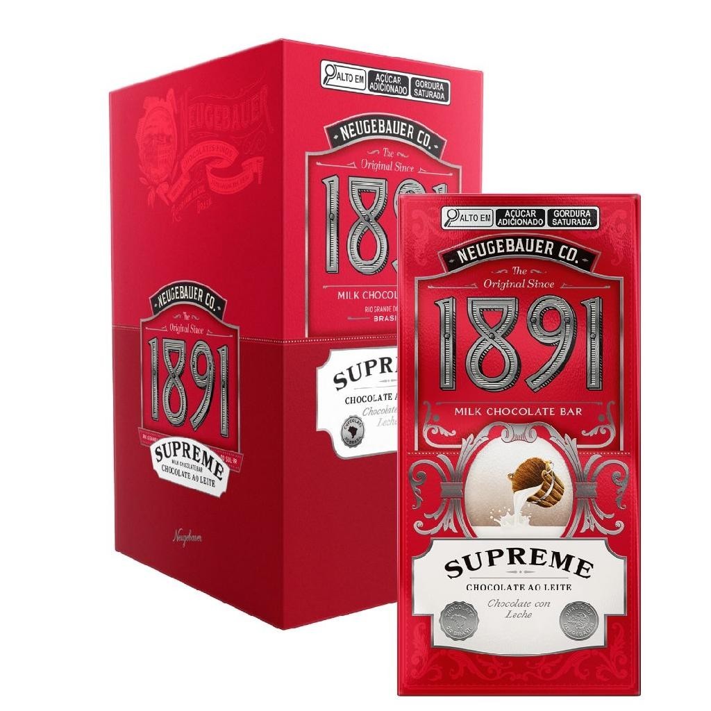 Chocolate em Barra Neugebauer 1891 Supreme ao Leite 90g Display C/10 Unidades | Shopee Brasil