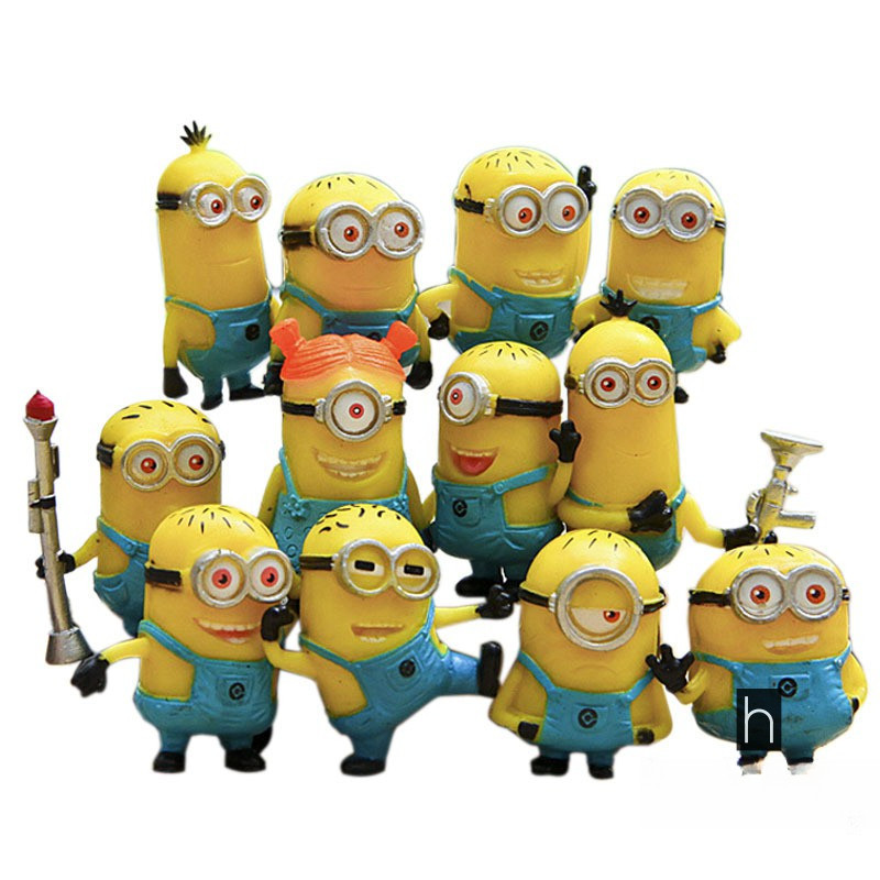 Weitengs Despicable Me The Minions Paper Figure Display PVC Toy 12Pcs ...