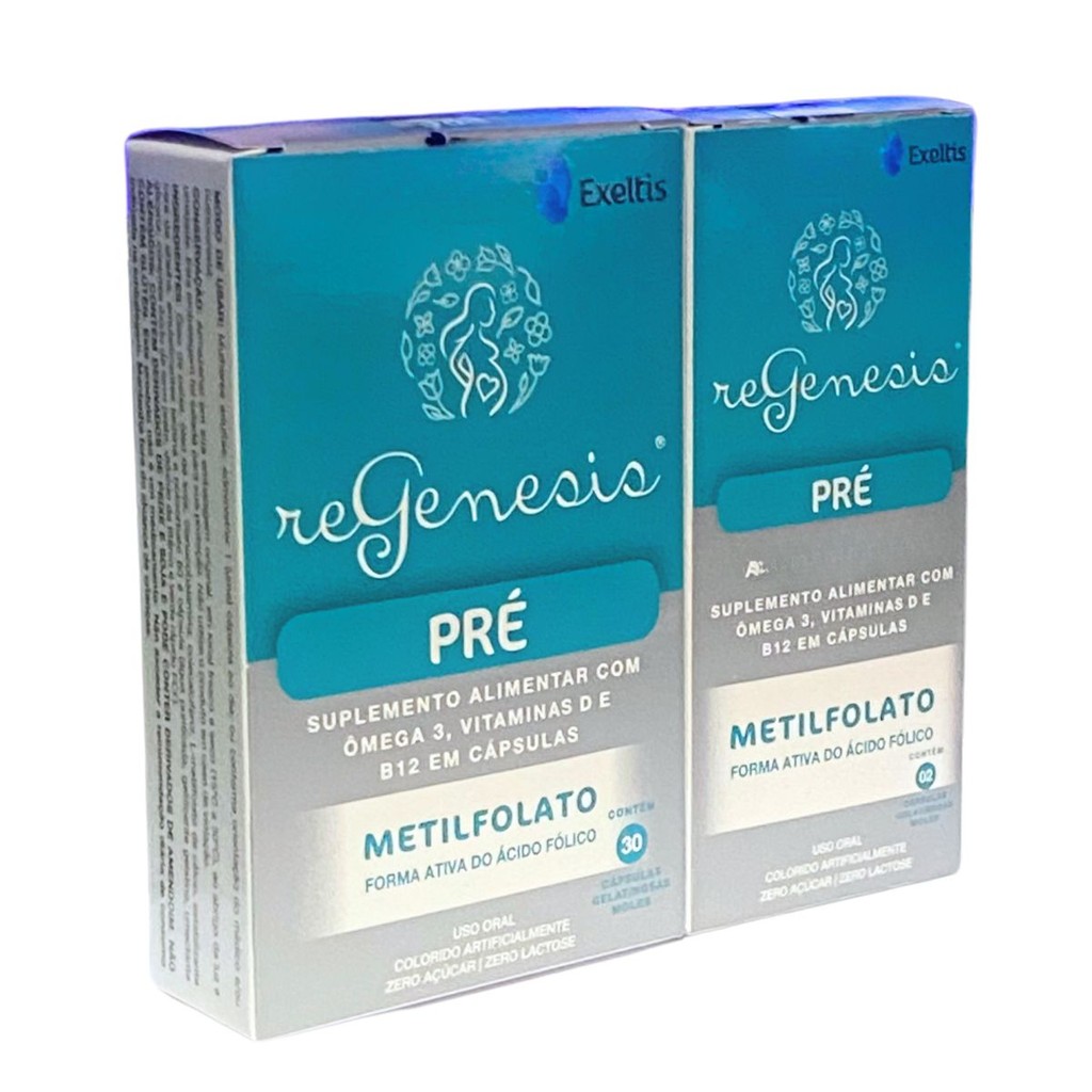 Regenesis Pré 30 + 2 caps Acido Fólico Metilfolato B12 ômega | Shopee ...