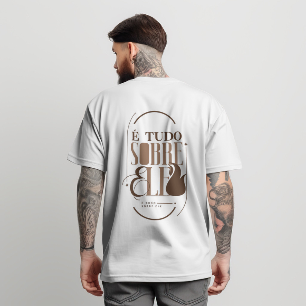 Camiseta Básica Moda Religiosa É Tudo Sobre Ele Deus Jesus 100% Algodão ...