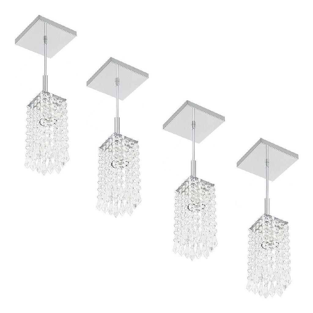 Kit 4 Lustres Pendente Cristal Acrilico Clearcrillic Quadrad | Shopee ...
