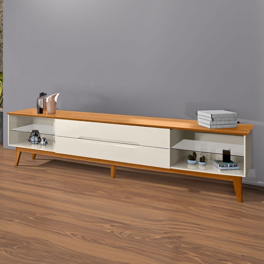 Rack para TV Até 75 Polegadas Limit 2 Gavetas 2 Prateleiras Off White/Nature - Tebarrot | Shopee ...