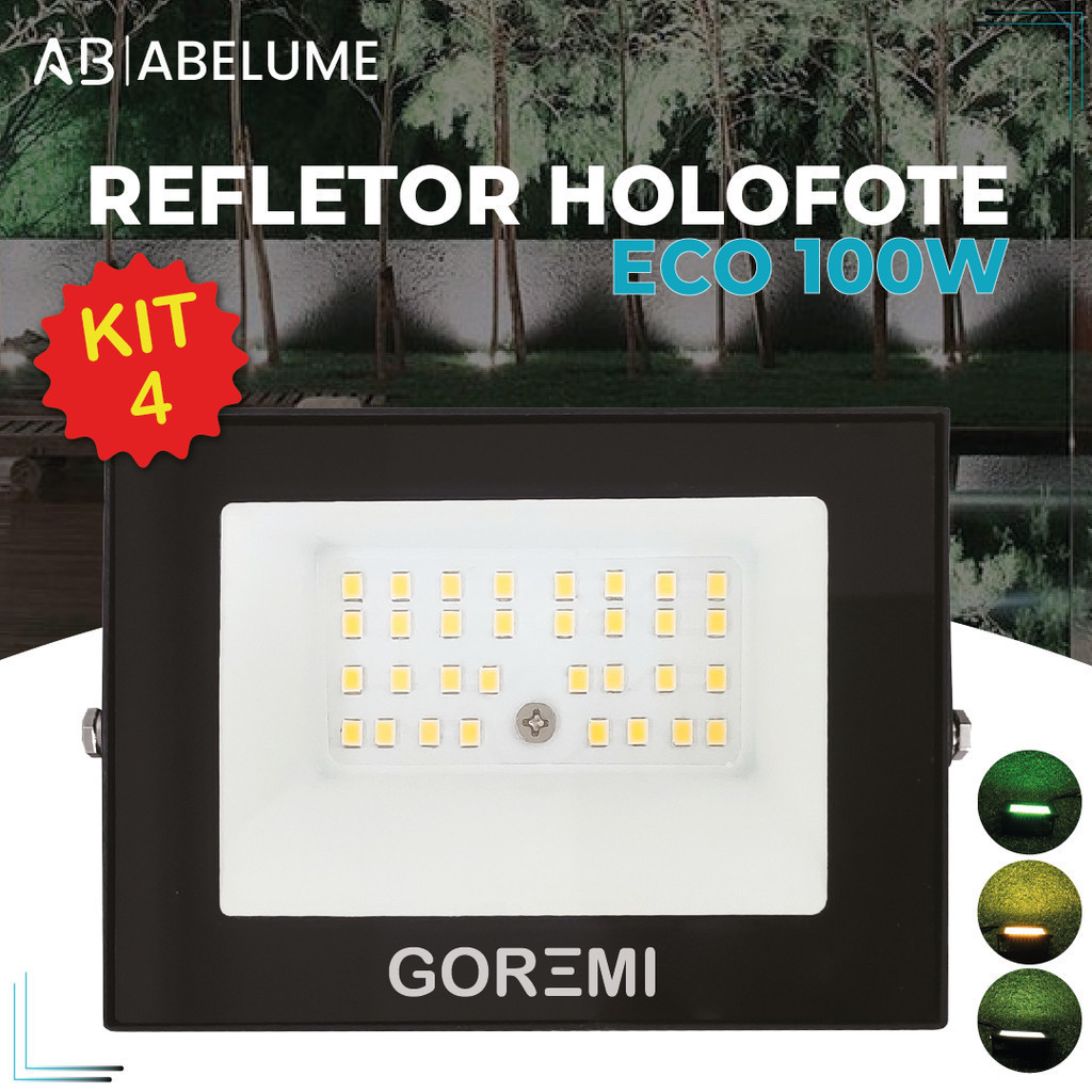 Kit 4 Holofote Refletor Led ECO Pro 100W Branco Frio 6500K (Luz Branca) Branco Quente (Luz ...