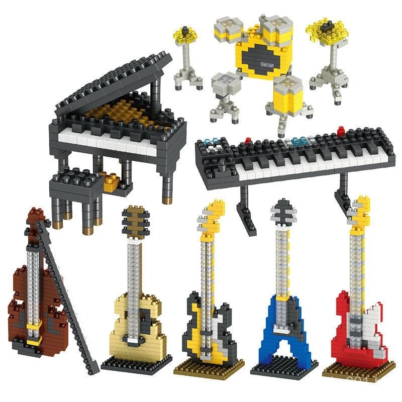 Música Piano Modelo Building Blocks DIY Instrumentos Musicais Violino ...