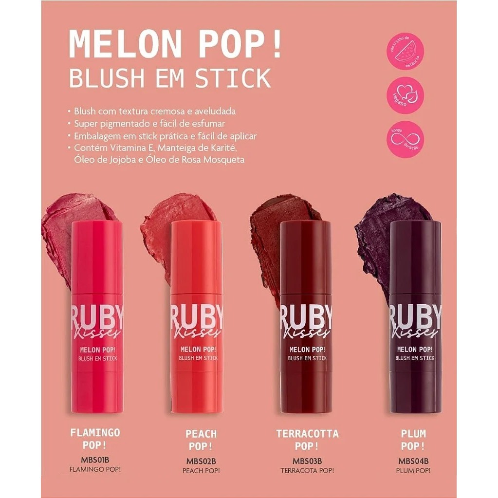Blush Stick Ruby Kisses Melon Pop! 5g | Shopee Brasil