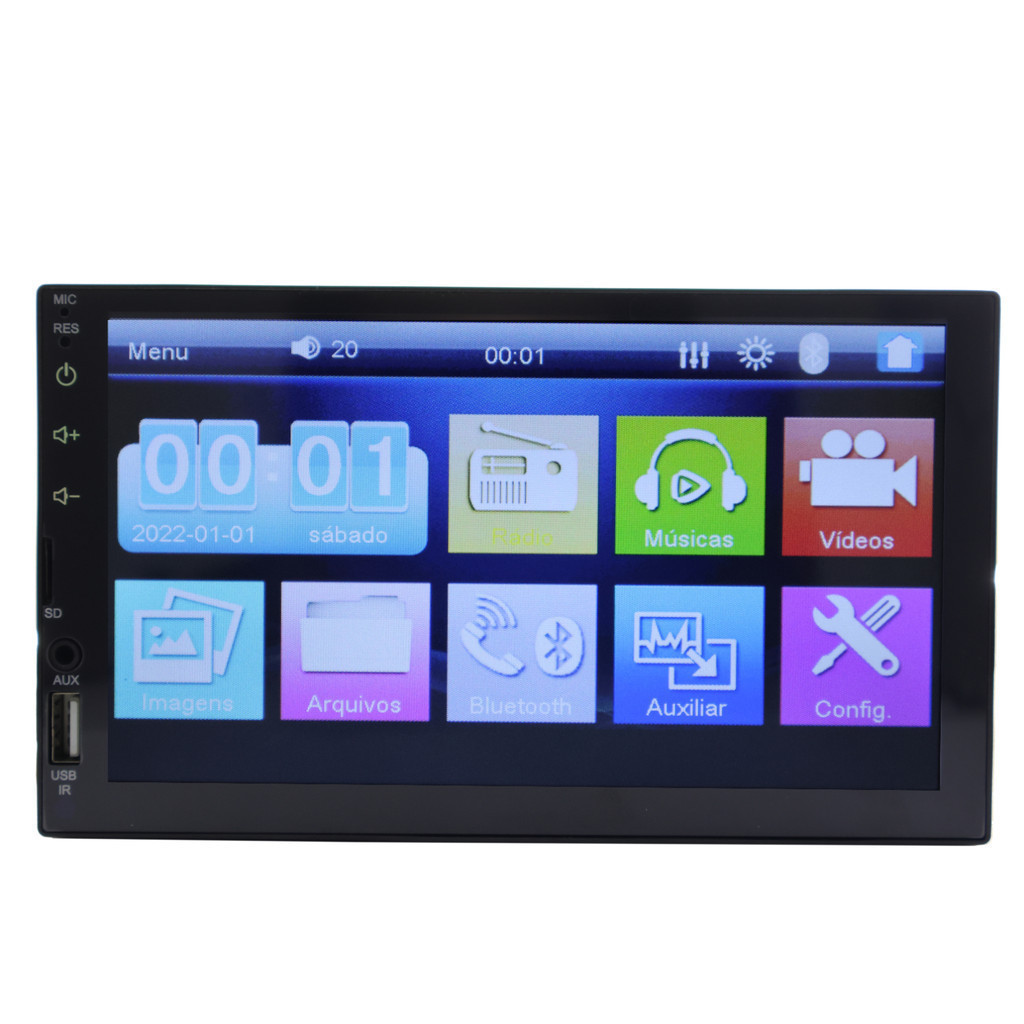Central Multimídia MP5 Automotiva 2 Din Bluetooth USB/AUX/TF 7 ...