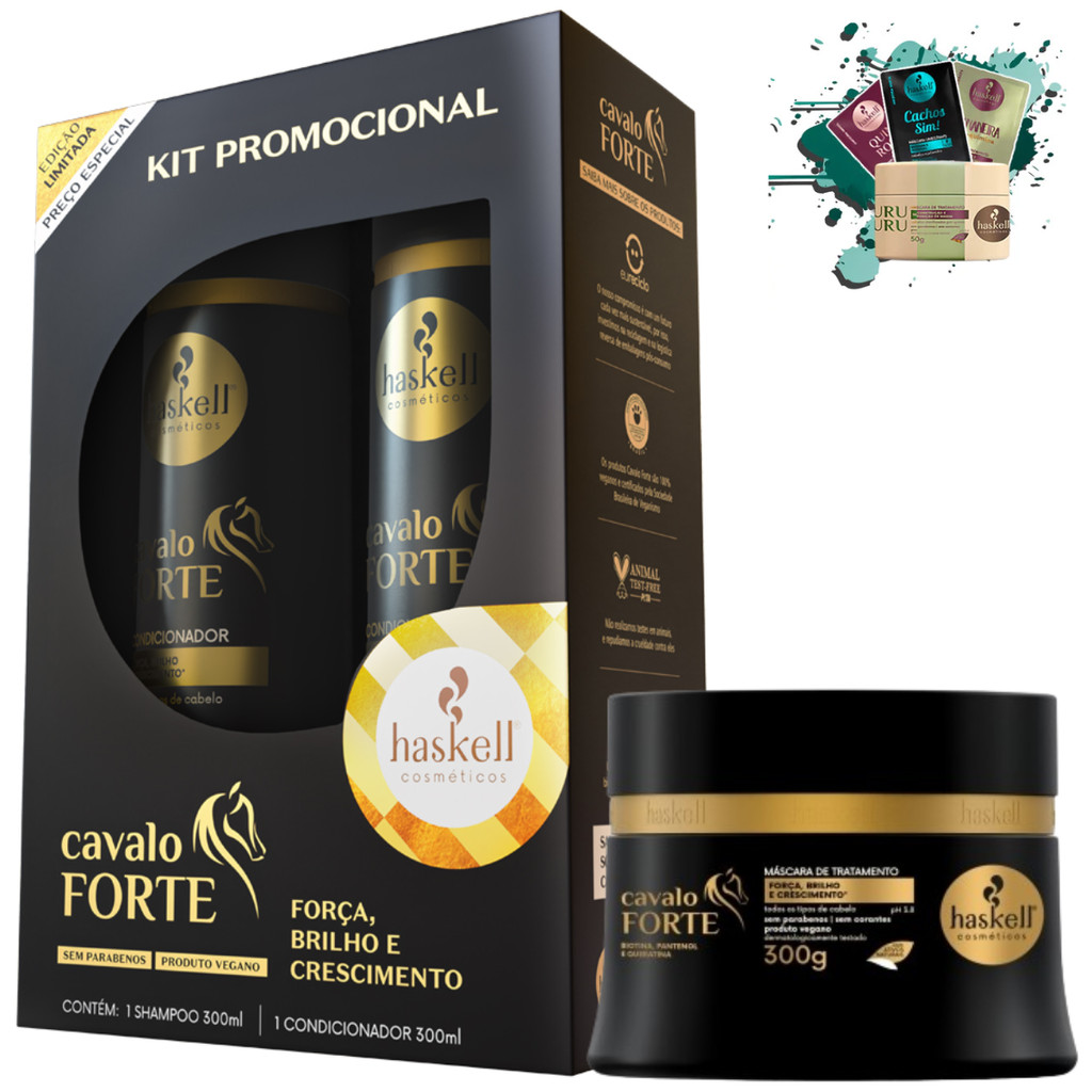 Kit Haskell Promopack Cavalo Forte Shampoo Cond + Masc 300ml | Shopee ...