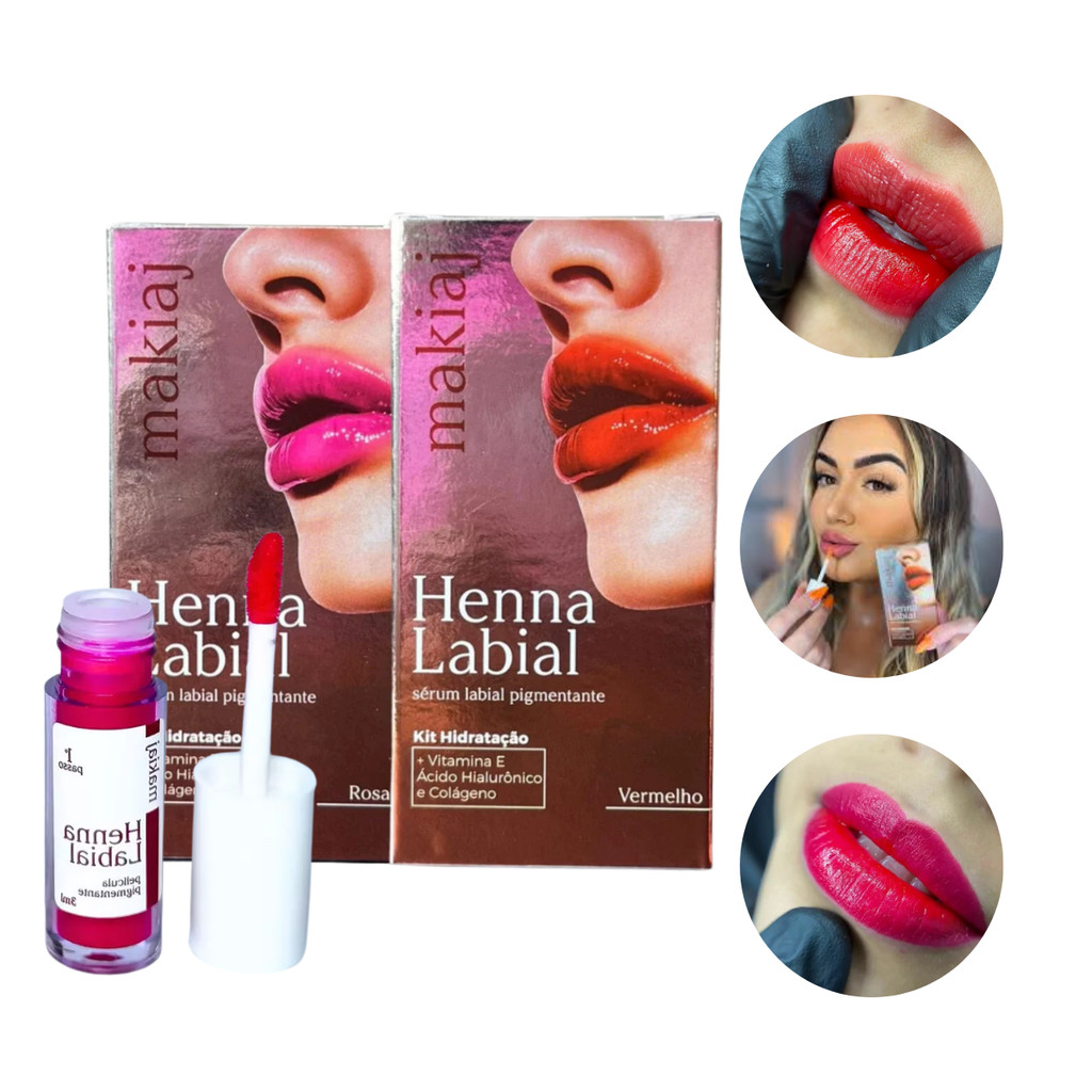 Henna Labial Makiaj Rosa e Vermelha 3ML | Shopee Brasil