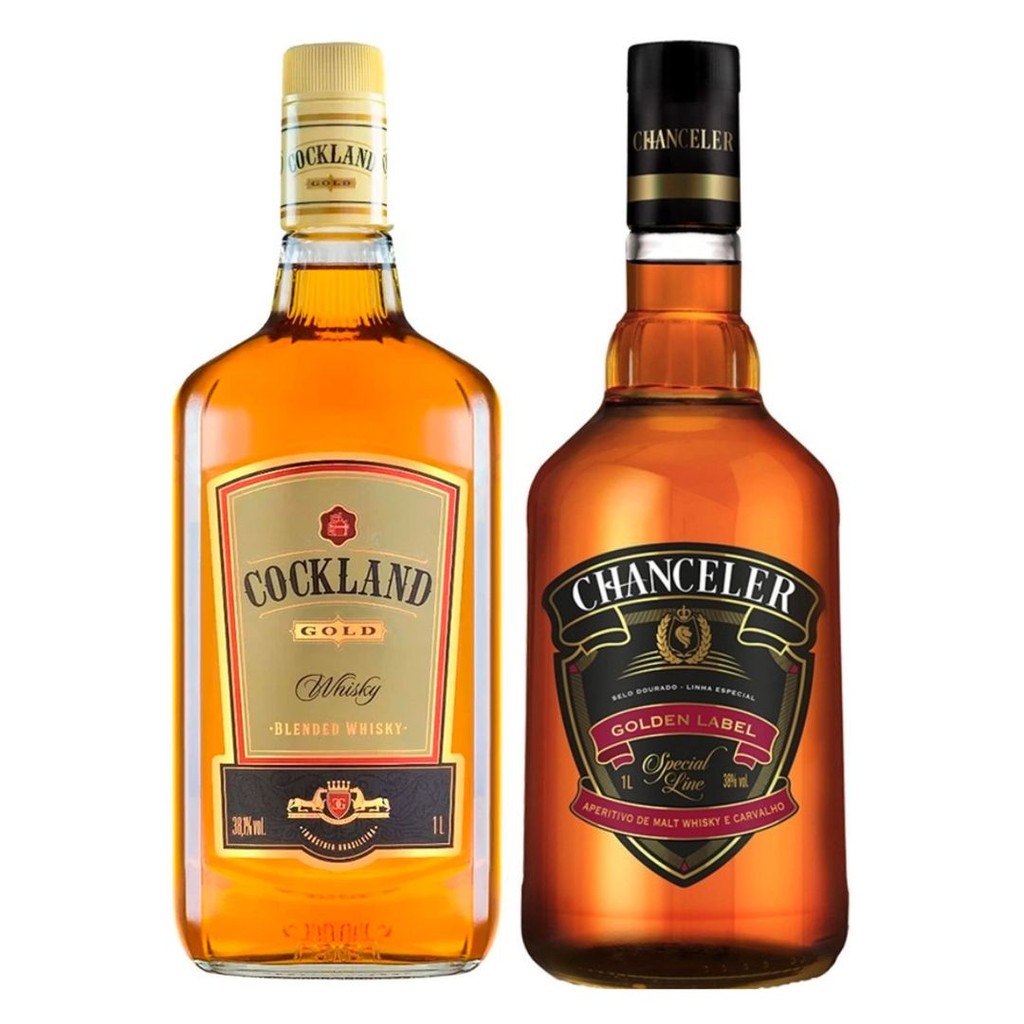 Whisky Cockland Gold 1L + Chanceler Golden 1L | Shopee Brasil
