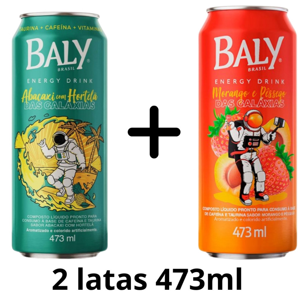 kit baly com 2 latas sabor morango com pessego e sabor abacaxi com ...