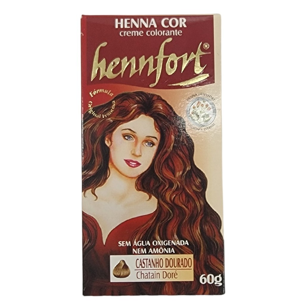 Coloração Creme Henna Cor Castanho Dourado Hennfort 60g | Shopee Brasil