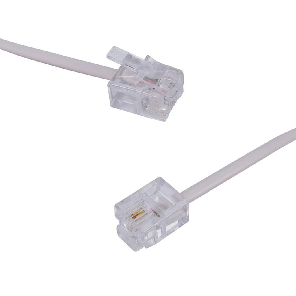 Fio De Telefone Fixo Cabo Cordão Telefônico RJ11 Branco Extensão 20 ...