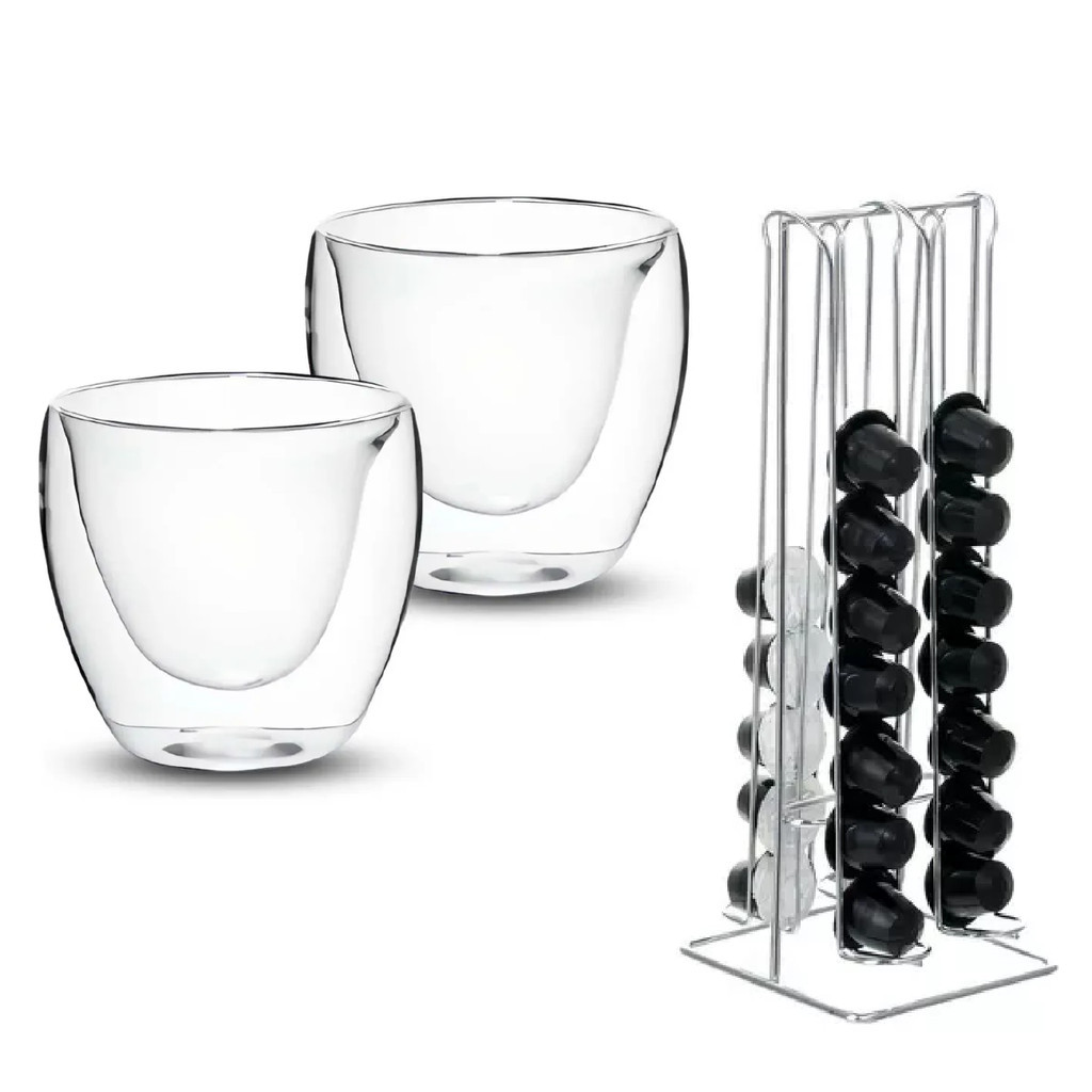 KIT PAR DE COPO FORMATO CORAÇÃO 80ml COM VIDRO DUPLO RESISTENTE MAIS ...