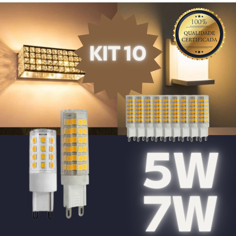Kit 10 Lâmpadas LED G9 5W/7W Bipino 110V/220V – 2400K Amarelo / 6500K Branco Frio | Shopee Brasil