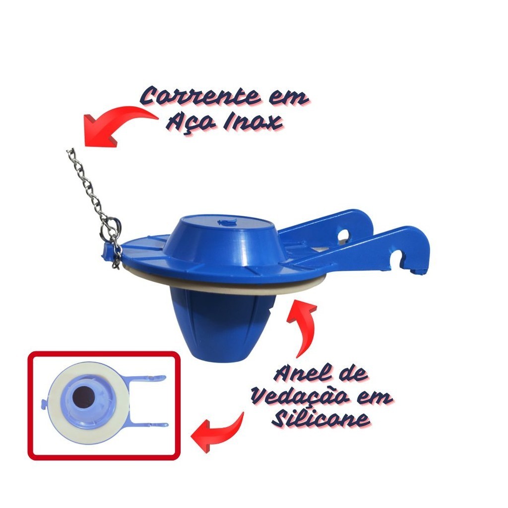 Obturador Universal para Caixa Descarga Acoplada com corrente inox | Shopee Brasil