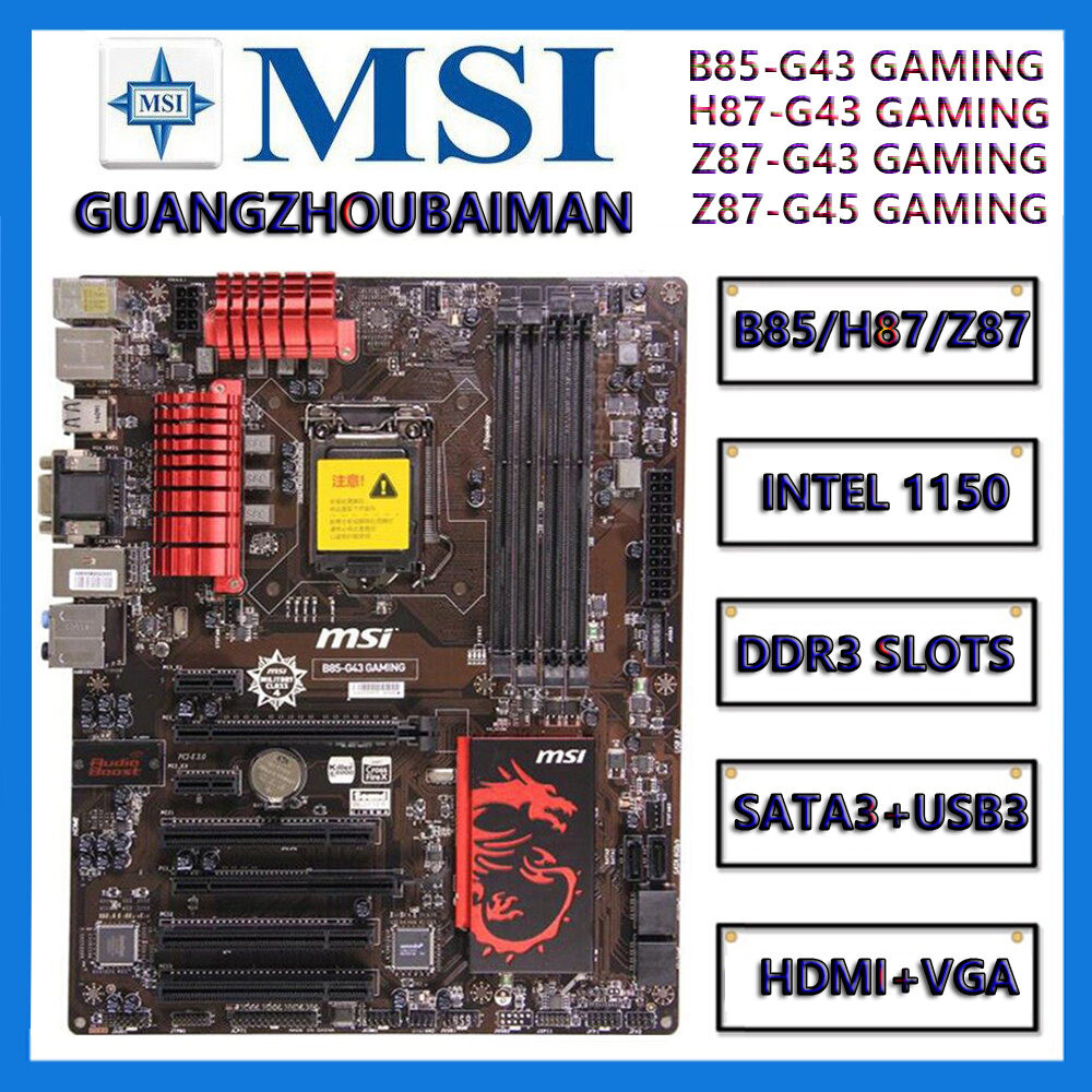 Usado MSI Z87-G43 GAMING Z87/G45 M-SATA/H87 H87/B85 B85/Para INTEL LGA 1150 Placa-Mãe De Mesa ...