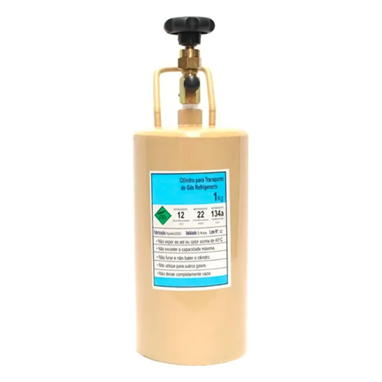 Garrafa P/Gás R12, R22 e R134A - 1kg com Segredo e Manopla | Shopee Brasil
