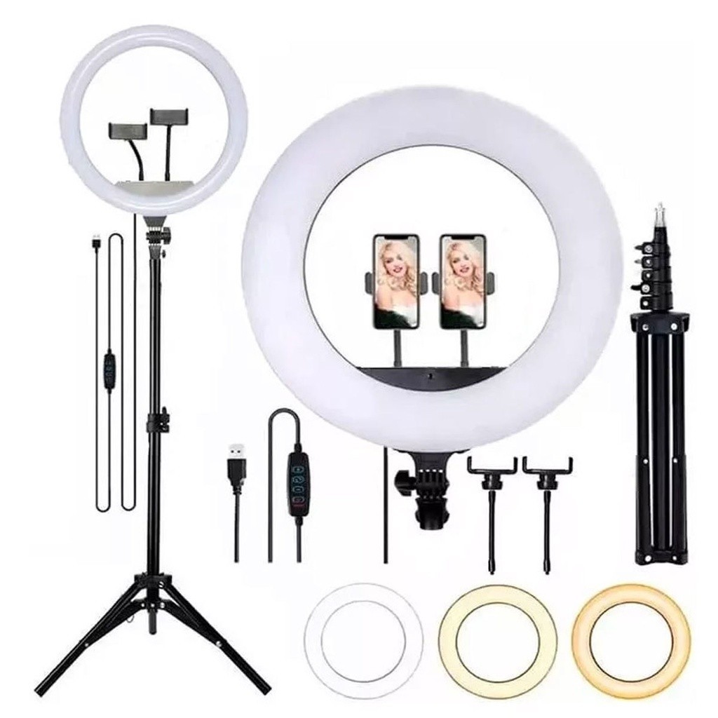 Iluminador Ring Light 14 Polegadas 36 cm Profissional + Tripe 2m e 1 Suporte De Celular - Ring ...