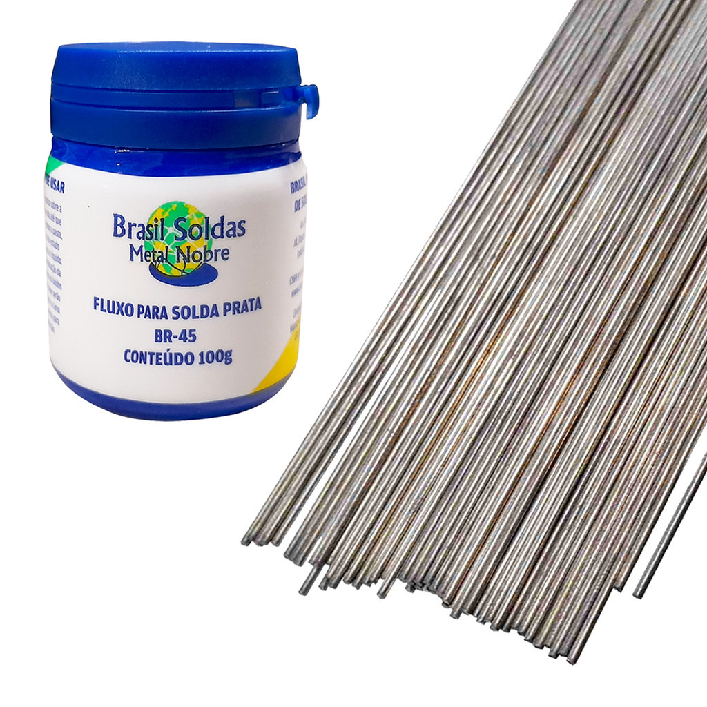 Kit 20 Varetas Solda Prata 30% + 01 Fluxo Solda Prata 100grs | Shopee ...