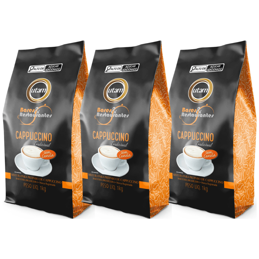 Cappuccino Utam Tradicional sem canela 3 Pacotes de 1 kg | Shopee Brasil