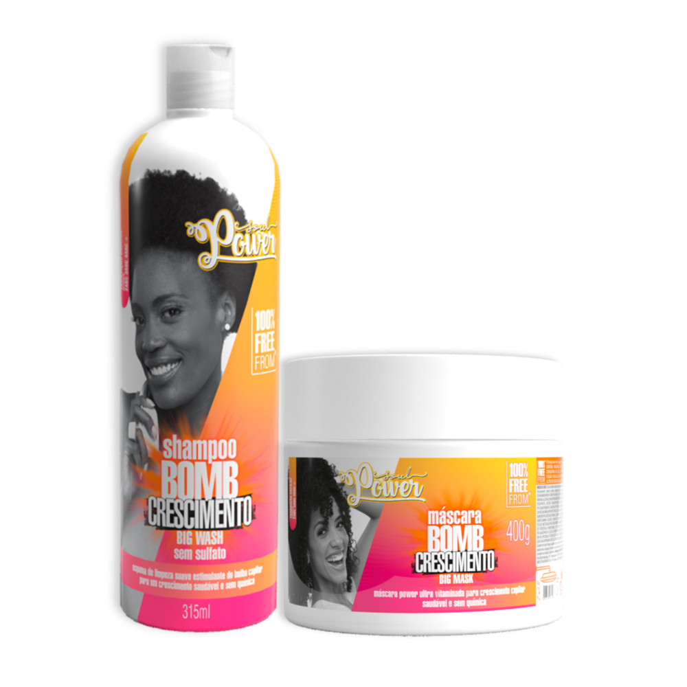 Soul Power Bomb Crescimento Shampoo 315ml + Mascara 400ml | Shopee Brasil