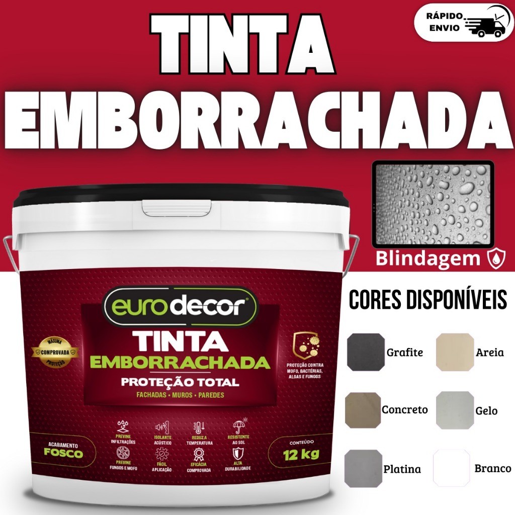 Tinta Emborrachada 12kg Tinta Impermeável Parede Interno e Externo 12kg ...