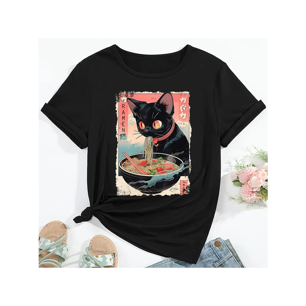 Camiseta Unissex Noodles Cat Aesthetich | Shopee Brasil