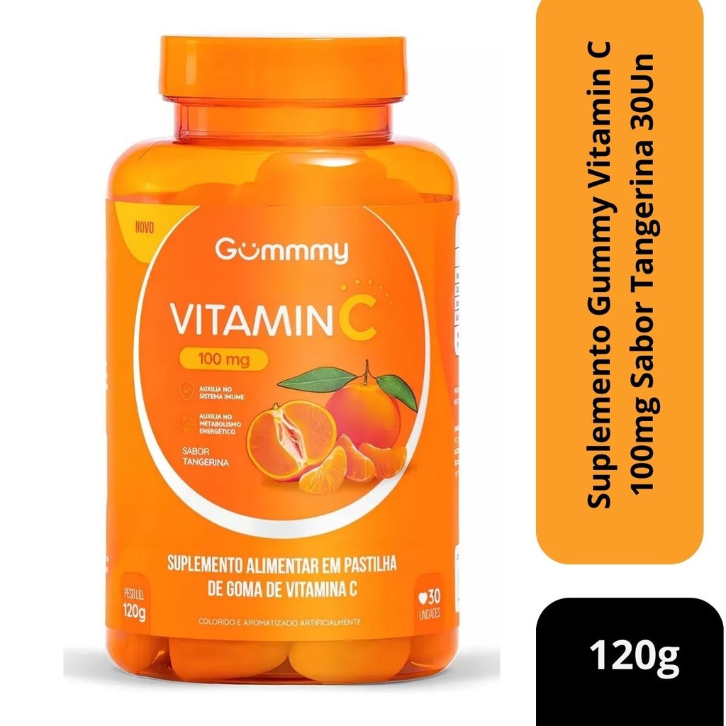 Suplemento Gummy Vitamin C 100mg Sabor Tangerina 30Un 120 g | Shopee Brasil