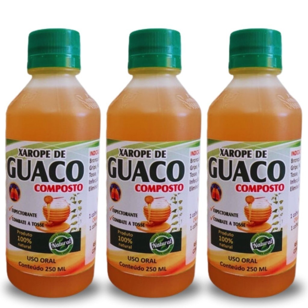 Kit 3 Un Suplemento Alimentar Xarope de Guaco Original 250ml - Natural ...