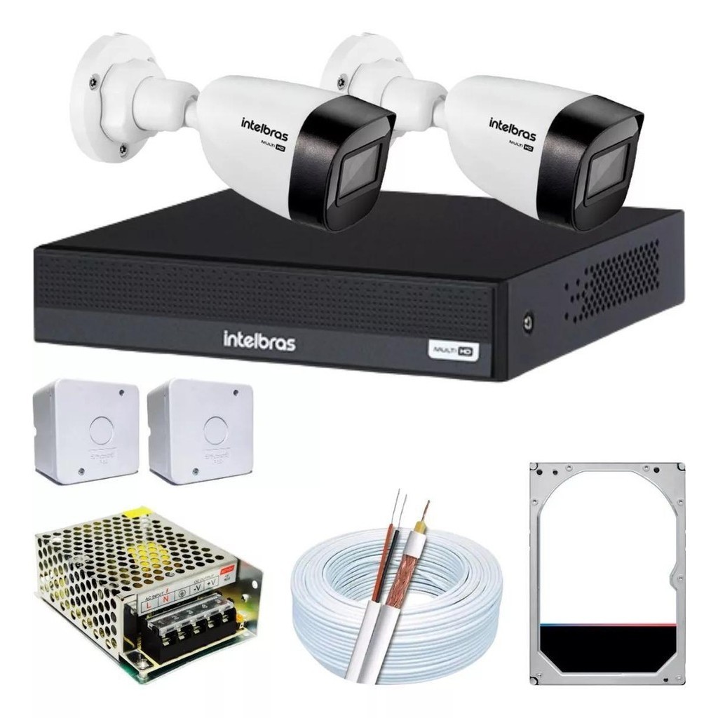 Kit 2 Cameras Intelbras 1120B Full Color Dvr 4ch HD 500 GB | Shopee Brasil