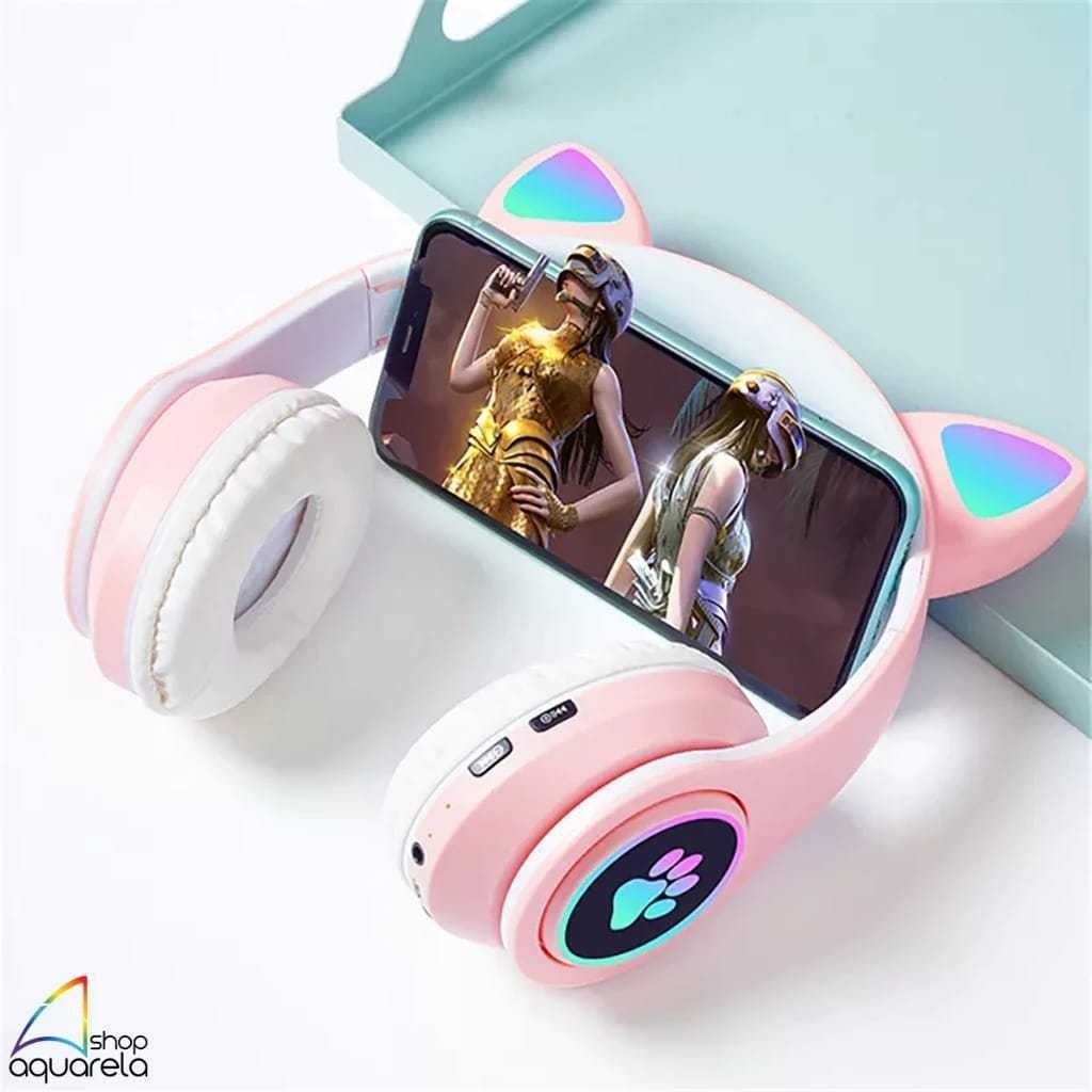Fone de Ouvido Bluetooth Orelha de Gatinho Led Headphone Sem Fio Tik ...