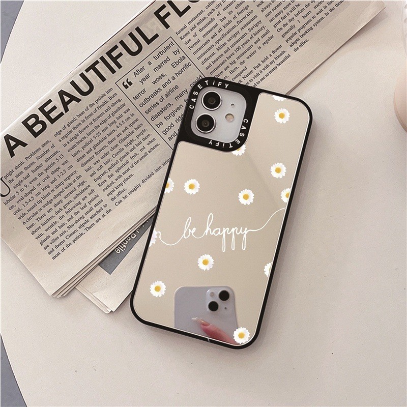 CASETiFY X Be Happy PC Sliver Mirror Hard iPhone Case Para 16 15 14 13 12 11 Pro MAX X XS XR 14 ...