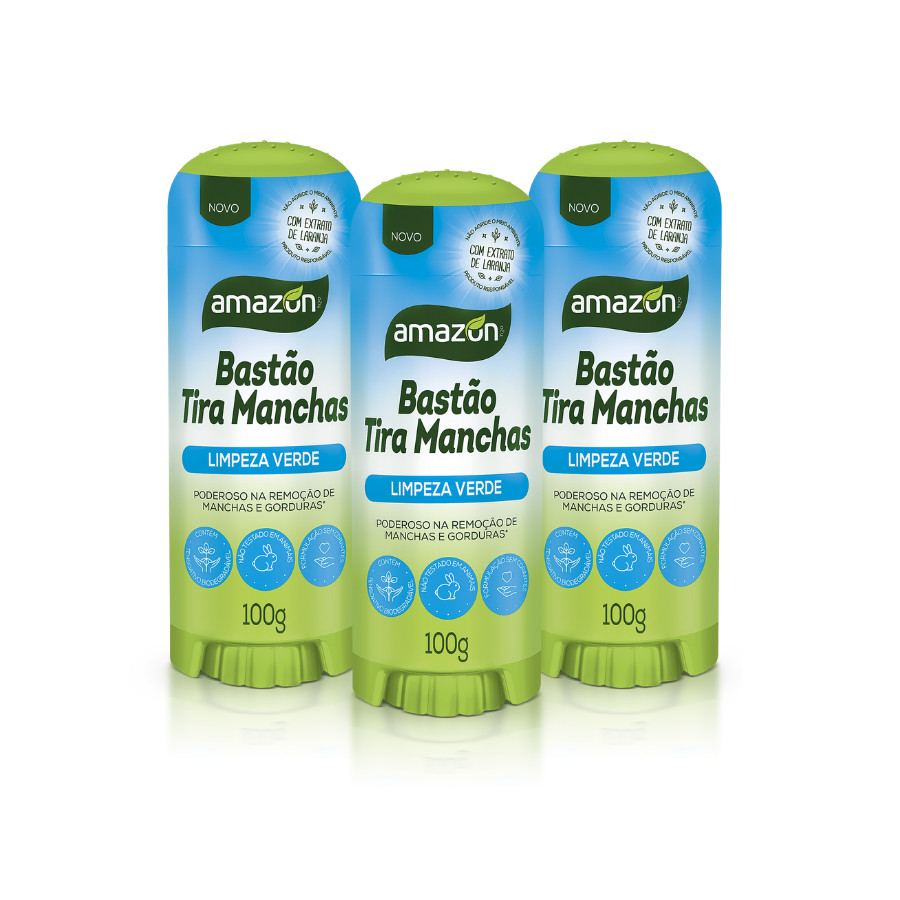 Kit 3 Bastões Tira Manchas Amazon - 100g cada | Shopee Brasil