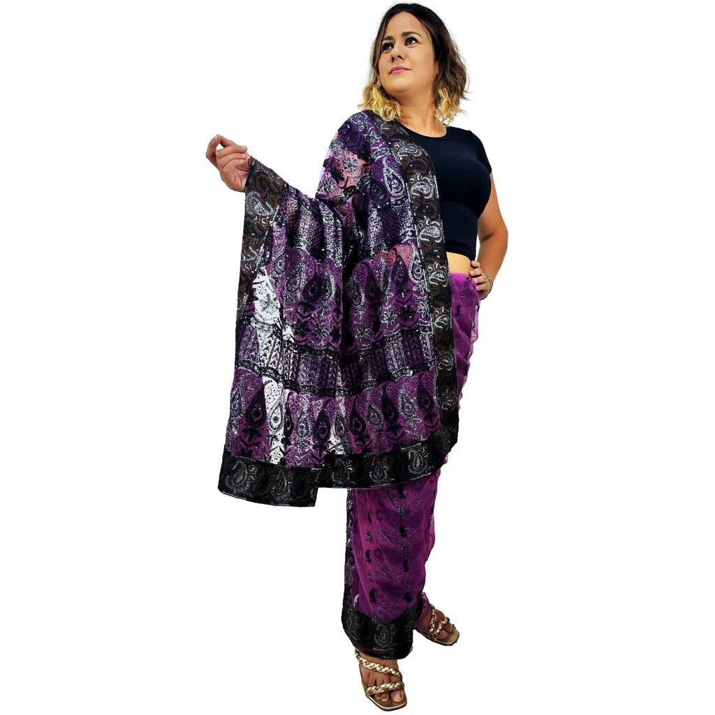 Sari Saree Indiano Bordado Festa Importado Índia Original | Shopee Brasil