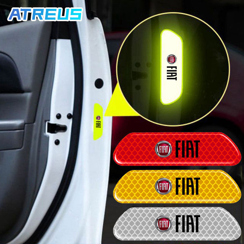 4Pçs Fiat Etiqueta Do Carro Aviso Reflexivo Fita De Segurança Anti ...