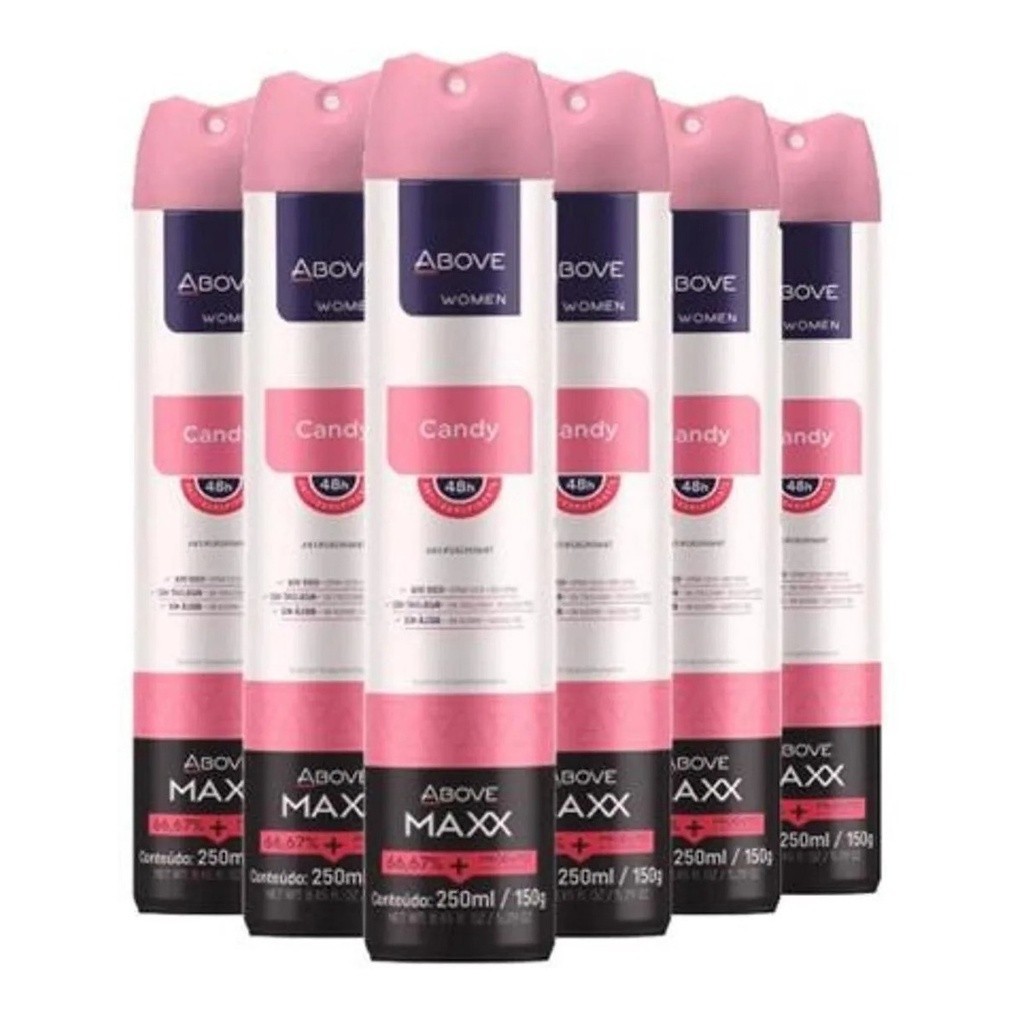 Above Max Desodorante Candy 250ml (6und) | Shopee Brasil