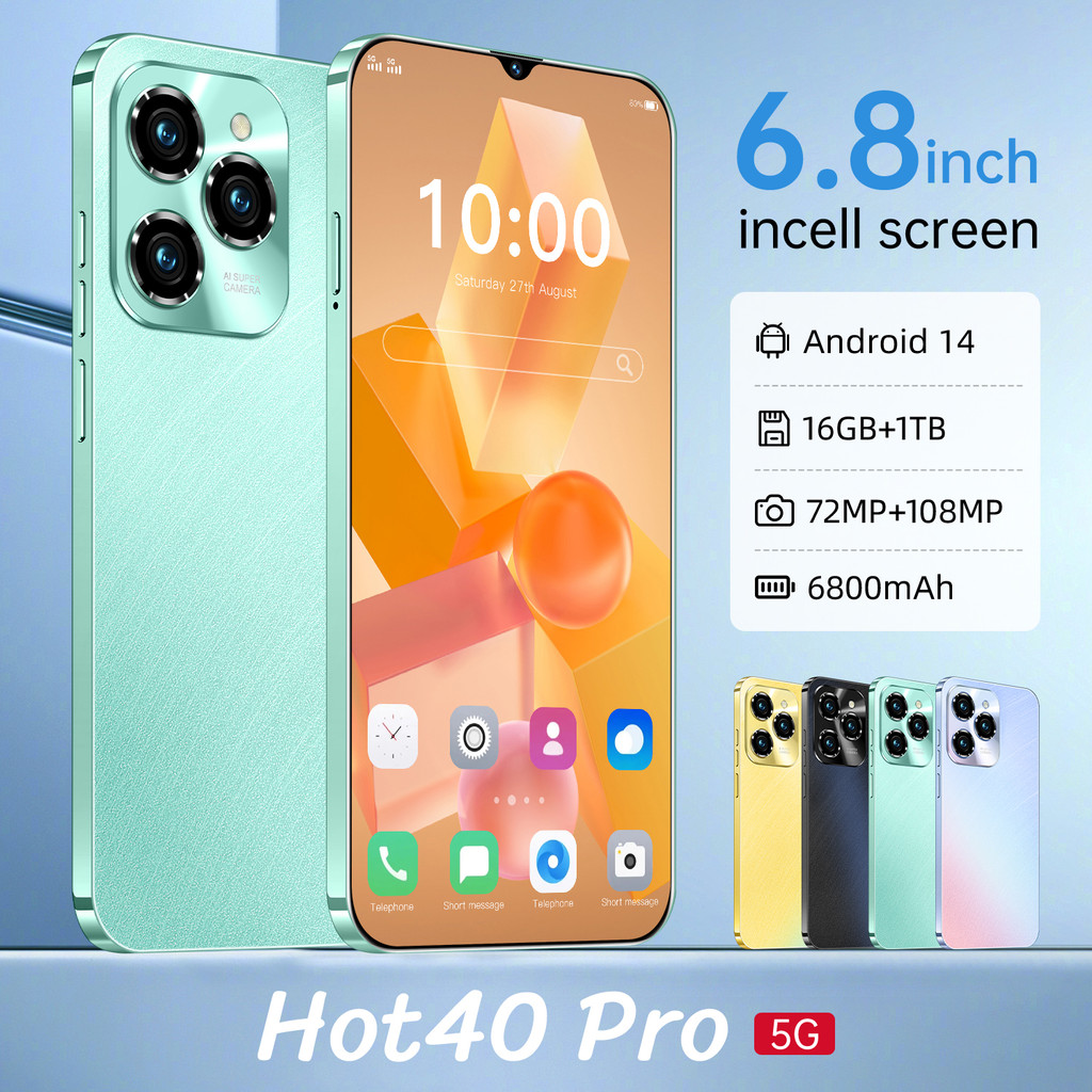 2025 Novo Quente 40 Pro Smartphone 6.8 Polegada Tela Cheia 4G 5G Versão Global Telefone Celular ...