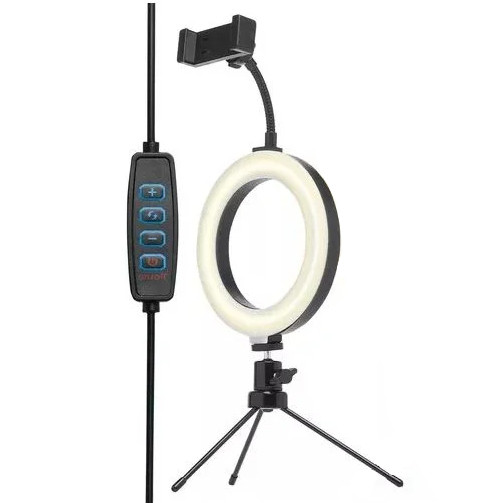Ring Light Iluminador Led Pequena 6" Polegadas 16cm Tripé Suporte | Shopee Brasil