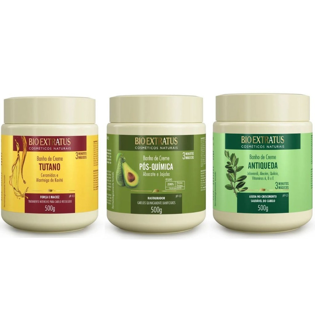 Kit Cronograma Capilar 3 Máscaras 500g - Tutano - Jaborandi - Pós Química Banho de Creme Bio ...