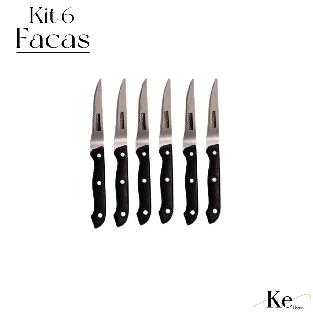 Conjunto de 6 Facas de Aço Inox Premium, Durabilidade e Precisão na ...