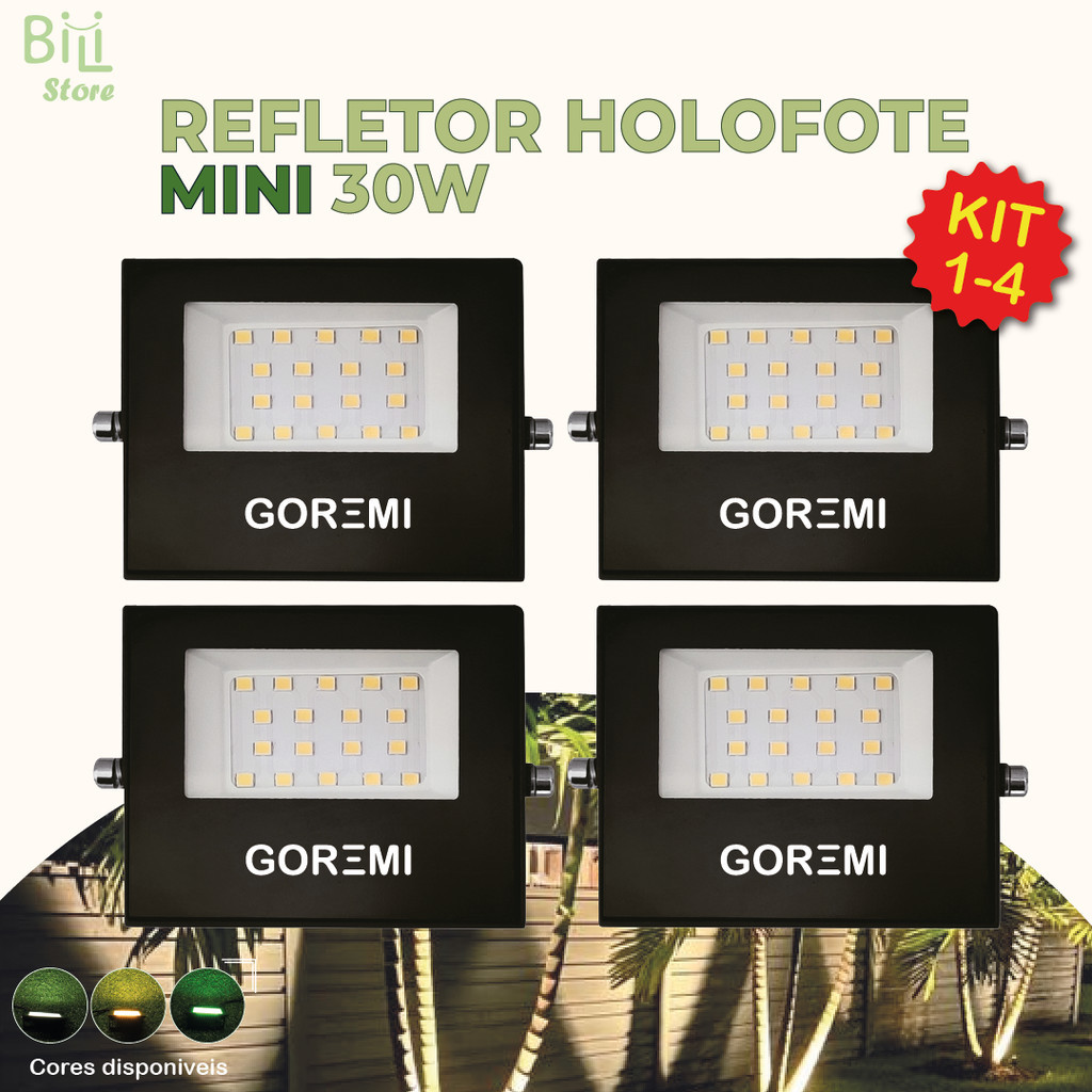 Kit 4 Refletor Holofote ECO Led 30W Bivolt 110V-220V Cor Branco Frio, Branco Quente e Verde IP65 ...