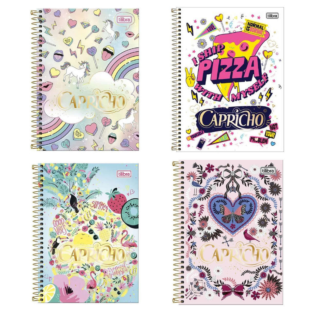 Caderno Universitário Capricho TILIBRA Capa Dura ESPIRAL - 10 Matérias ...