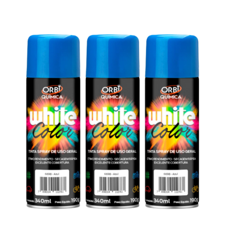 KIT 3 ORBISPRAY TINTA SPRAY AZUL 340ML/190G | Shopee Brasil