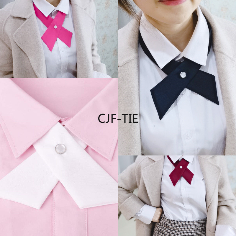 Camisa Cruz Feminina Streamer Borboleta Gravata Ajustável Uniforme ...