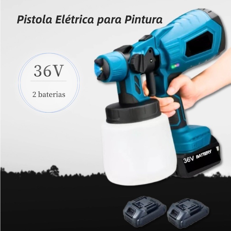 36V Pistola Elétrica para Pintura Pulverizador de tinta Compressor com 2 baterias | Shopee Brasil