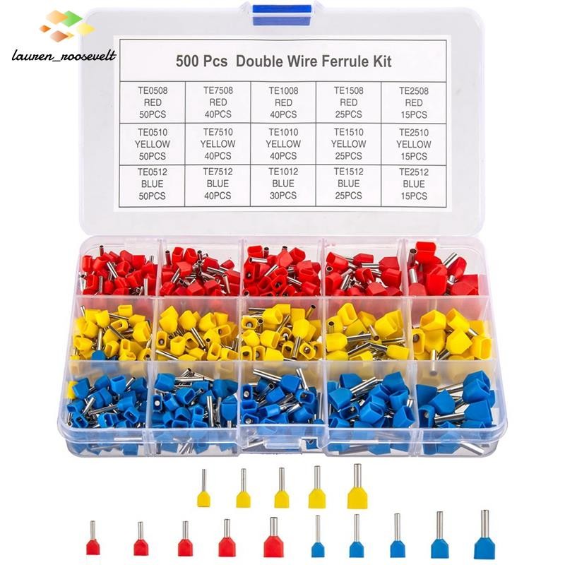 Kit De Virolas De Fio Duplo , Terminais De Virola De 500 Pces Isolados ...
