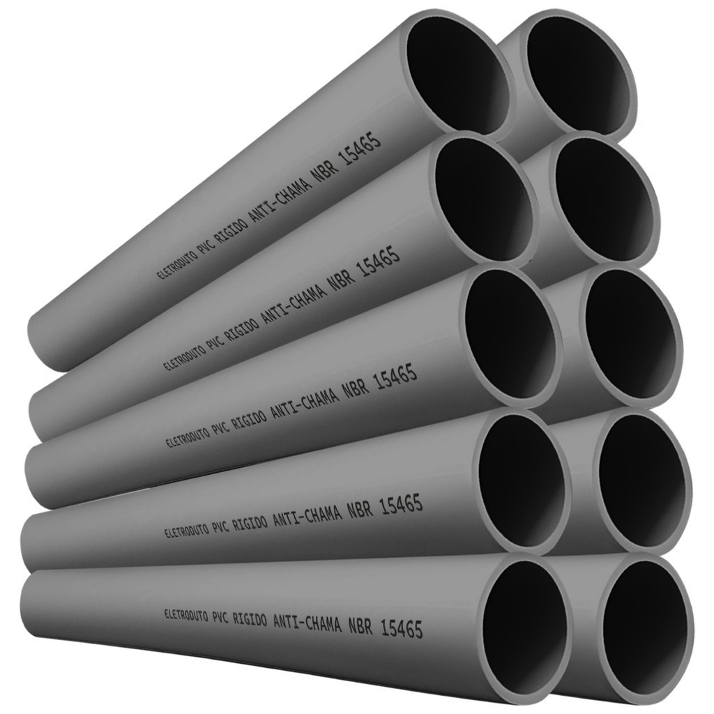Kit 10 Unidades Conduite Eletroduto Cinza de Sobrepor 1/2 Polegada ...