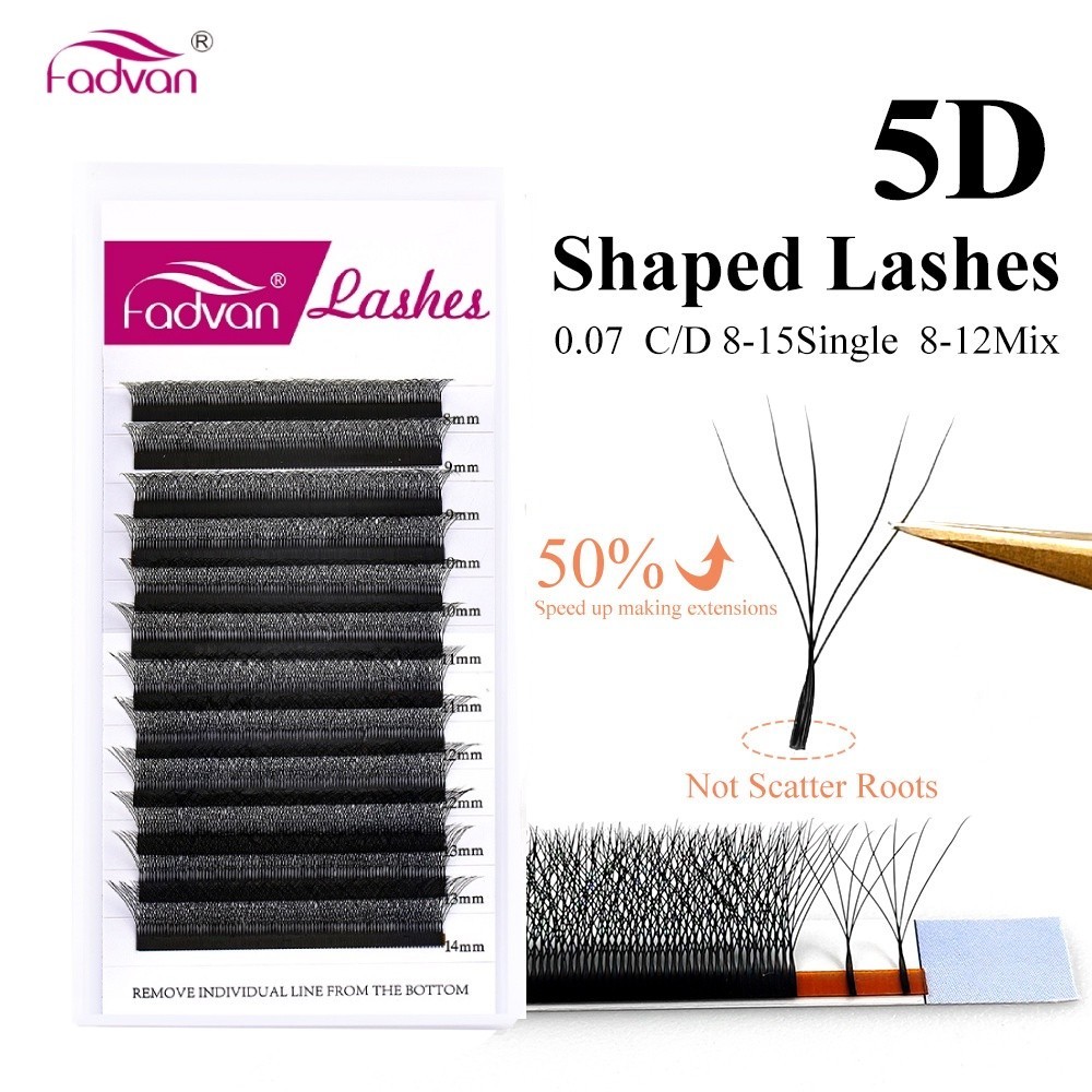 Fadvan 5D W Extensões De Cílios Em Forma De 0.07 C/D Faux Mink Natural ...