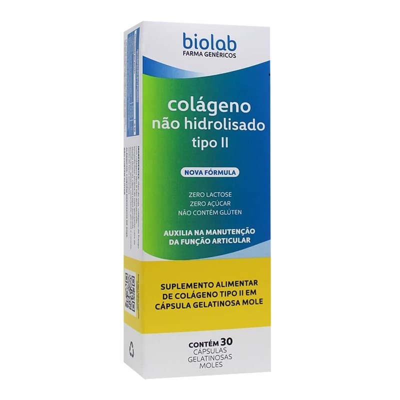 Colágeno Não Hidrolisado Tipo II 30 Cápsulas - Biolab | Shopee Brasil